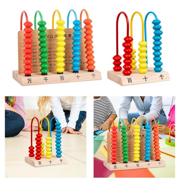 WOODEN ABACUS FRAME Montessori Educational Math Learning Tool Counting ...
