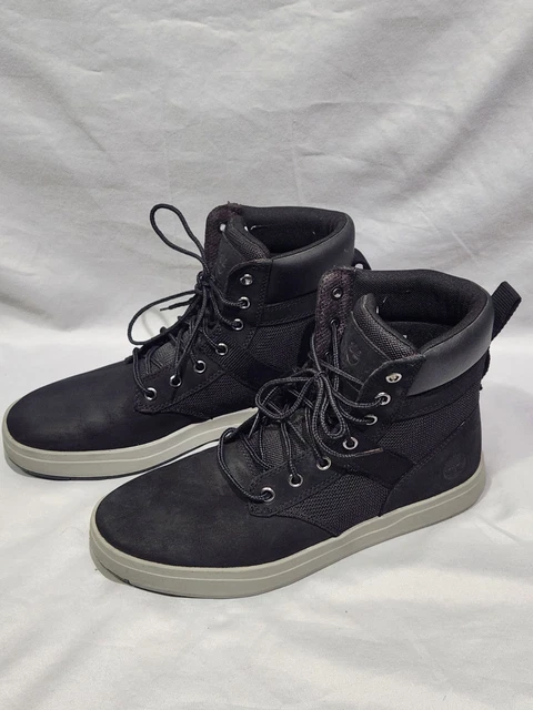 TIMBERLAND BLACK DAVIS Square Leather Fabric Chukka Sneaker Boots sz 7. ...