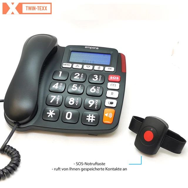 EMPORIA KFT19-SOS SENIORENTELEFON m. SOS Knopf Großtasten Telefon Schnurgebunden EUR 49,90 ...