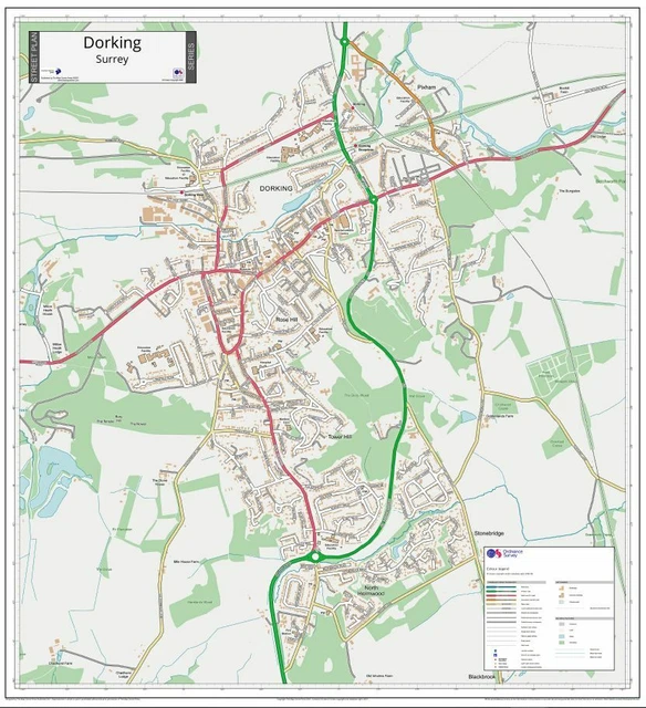 WALL MAP OF Dorking - Street Map - Dorking Wall Map - Laminated Edition ...