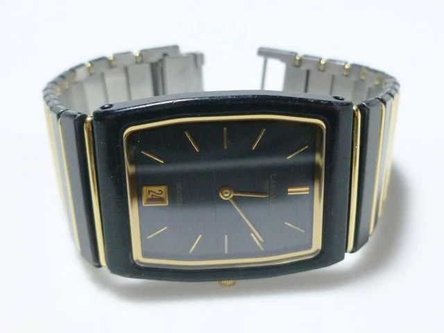 OROLOGIO DA POLSO Lasalle Seiko 7759 5039 Ceramica Uomo Oro Nero 6,25 ...