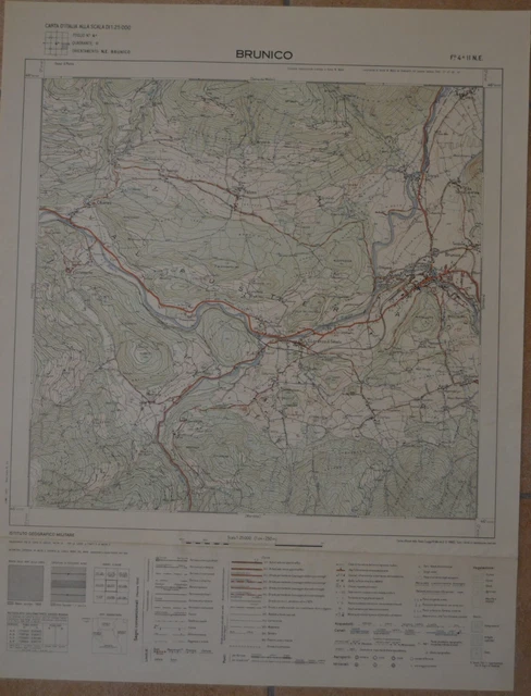 CARTINA MAPPA IGM serie 25000 - 4A II NE Brunico (1959) EUR 6,00 ...