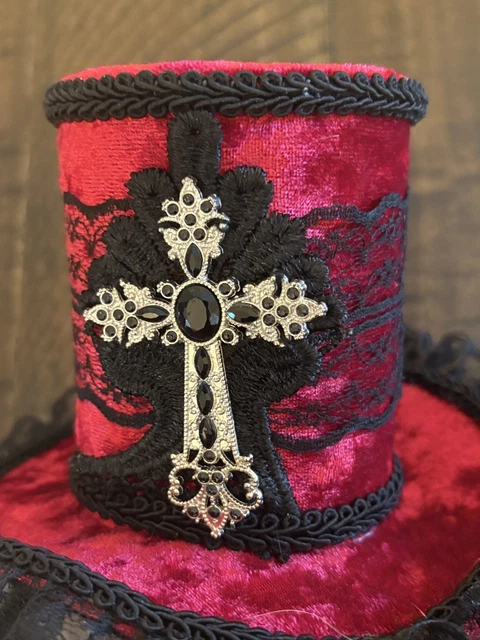 GOTHIC MINI TOP Hat Headband Red/Black From Spirit Halloween Costume ...