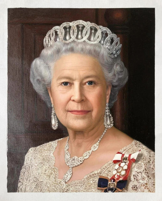 PORTRAIT DE LA reine Elizabeth II, huile sur toile / queen Elizabeth II ... PORTRAIT DE LA reine Elizabeth II, huile sur toile / queen Elizabeth II ...