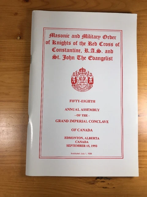 MASONIC & MILITARY Order Of Knights Red Cross 1993 Grand Imperial ...