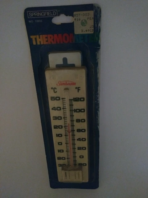 SUNBEAM SPRINGFIELD DUAL Indoor Outdoor Thermometer 1960's? New In Box ...