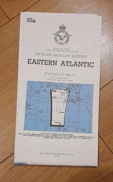 RAF HIGH/LOW ALTITUDE 55a En Route Aeronautical Chart Eastern Atlantic ...