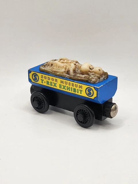 THOMAS THE TRAIN Wooden Railway Sodor Museum T-Rex Exhibit Fossil Car £ ...
