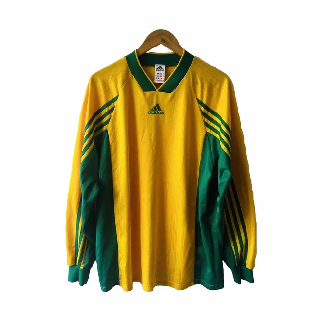 ADIDAS VINTAGE YELLOW & GREEN FOOTBALL EQUIPMENT SOCCER SHIRT JERSEY ...