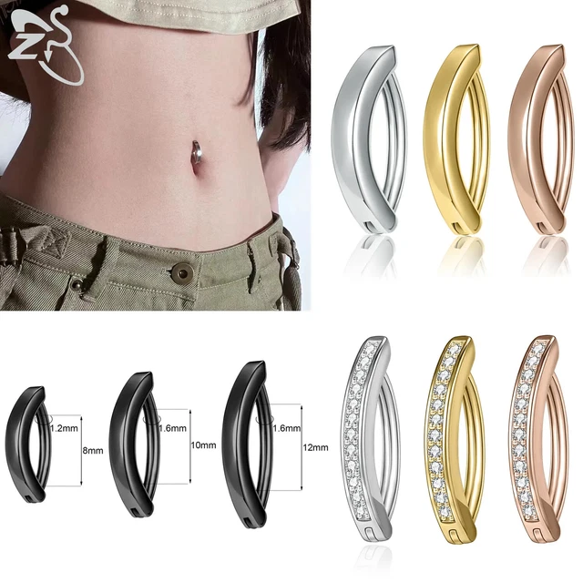 Titanium Belly Rings Titanium Hinged Belly Button Clicker 14G 3/8" New ...