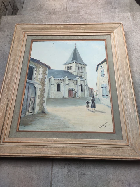ANCIEN TABLEAU HUILE sur toile signé A . Renouard encadrement d'epoque personna EUR 32,00 ...