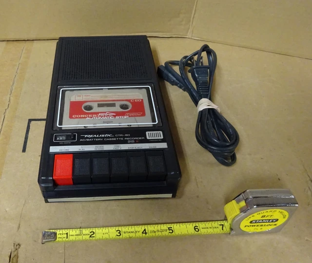 VINTAGE REALISTIC CTR-60 AC/Battery Cassette Recorder Tape Player Portable works £23.51 ...