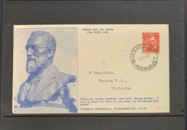 FDC: 1948 WILLIAM James Ferrer Memorial Queanbeyan Nsw $9.00 - PicClick AU