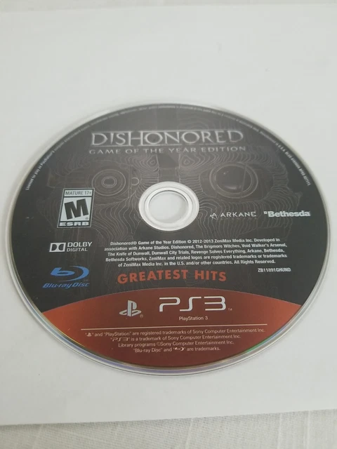 DISHONORED : GAME of the Year Edition PS3 Sony PlayStation 3 disque ...