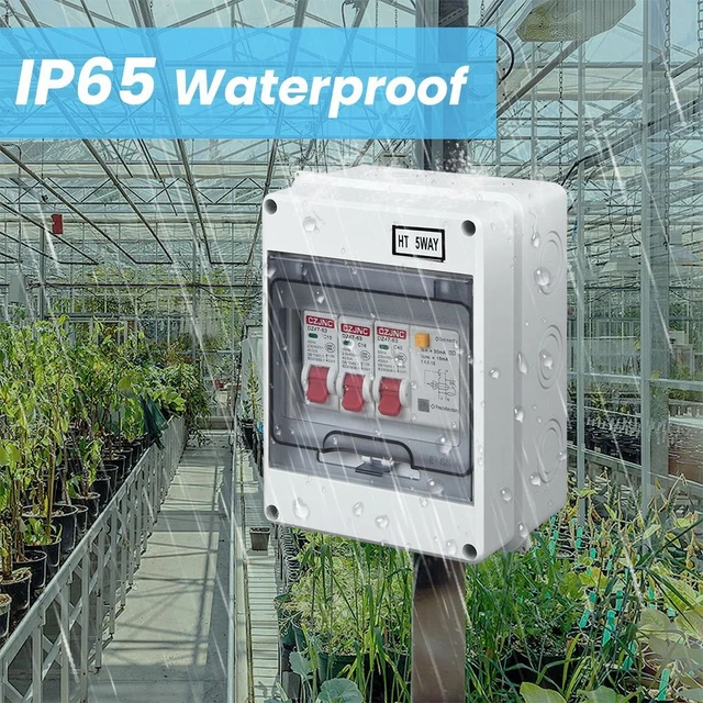 5 WAY GARAGE IP65 Weatherproof Consumer Unit Enclosure 16A 40A 30mA RCD ...