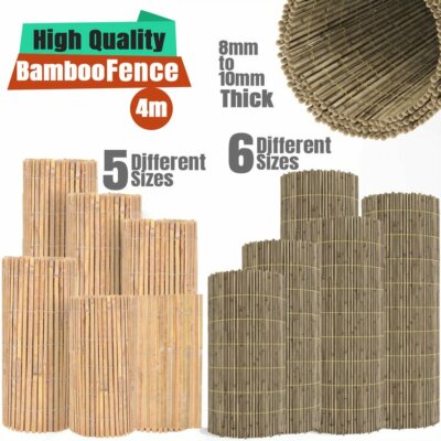 3M/4M NATURAL BAMBOO Slat Reed Fence Panel Garden Screening Outdoor ...