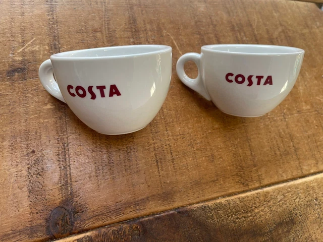 2 X COSTA Coffee White Ceramic Cups - From 2017 - 10.5Cm Wide - New ...