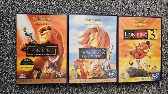 WALT DISNEY THE Lion King Trilogy DVD Bundle 1 - 3 Movies 1, 2, 3 Free ...