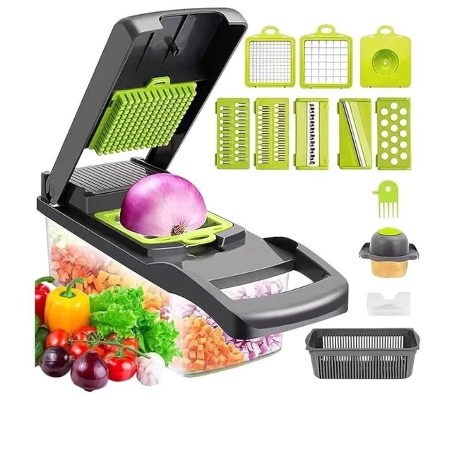 16-IN-1 VEGETABLE FRUIT Chopper Cutter Food Onion Veggie Dicer Slicer ...