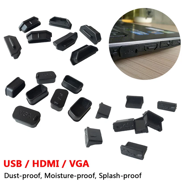PC LAPTOP USB/HDMI/VGA Port Blind End Caps Cover Dustproof Plugs ...