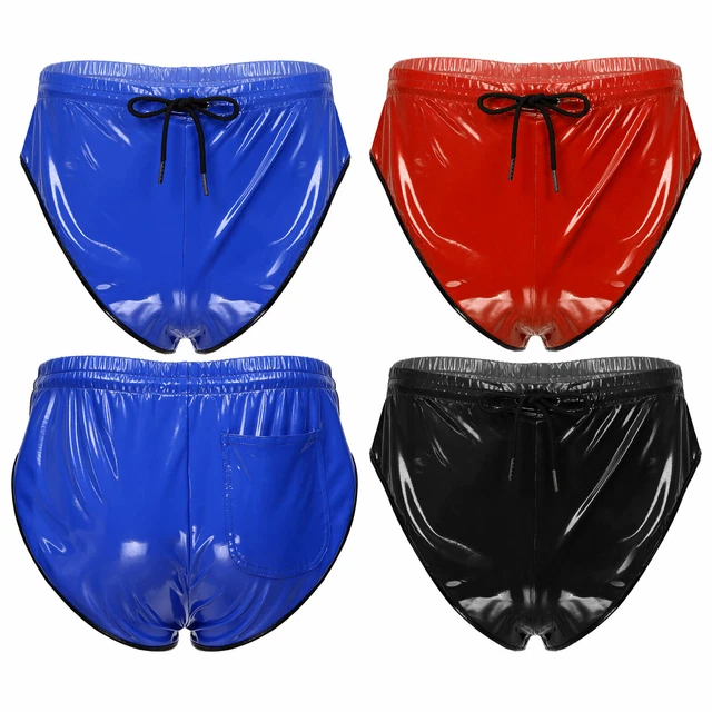 MENS PATENT LEATHER Boxers Shorts Briefs Shiny Underwear Underpants ...