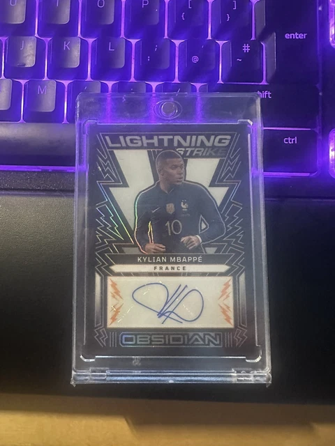 2022-23 OBSIDIAN KYLIAN MBAPPE Lightning Strike Orange Auto 28/75 FR ...