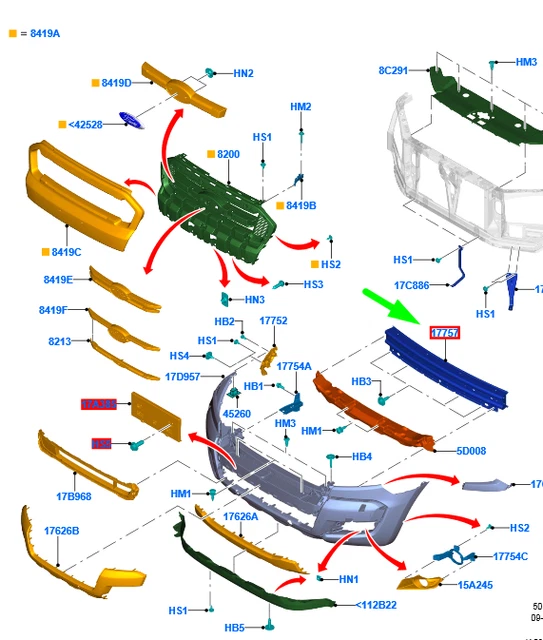 FORD RANGER T6 MK1 Front Bumper Beam Assy 2464077 EB3B-17F021-DB NEW ...