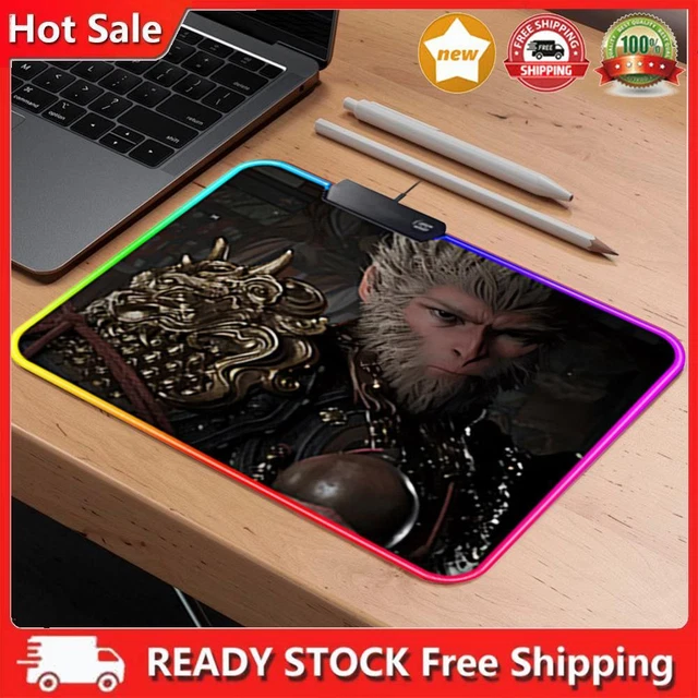 BLACK MYTH WUKONG RGB Gaming Mouse Pad Large LED Mouse Mat Keyboard Mat ...