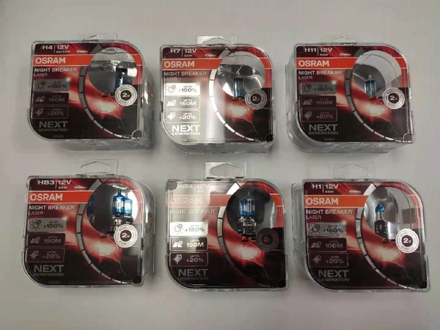 OSRAM NIGHT BREAKER Laser Next Generation 150% Duo H1 H4 H7 H11 HB3 HB4 ...