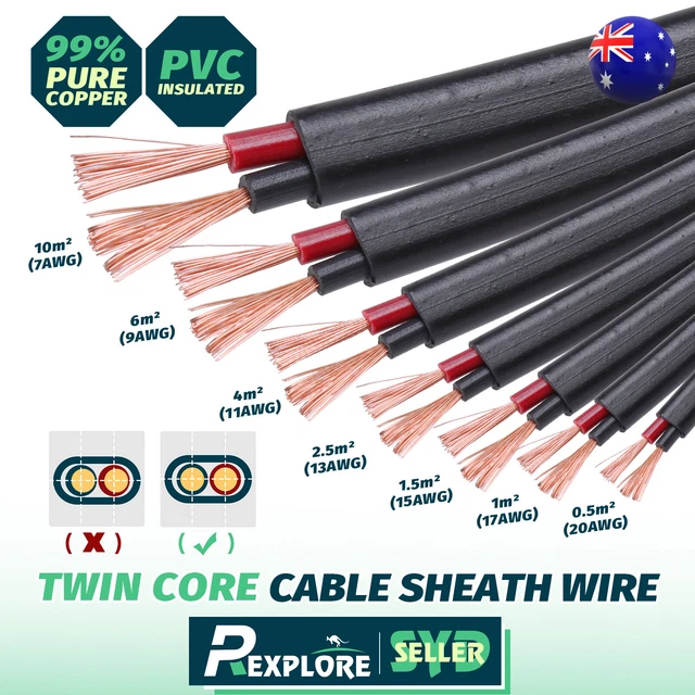 TWIN CORE WIRING Oxygen Free Cooper Cable Car Solar Speaker Cord ...