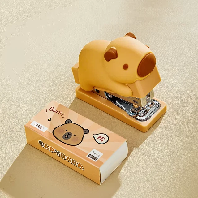 MINI CAPYBARA STAPLER 400Pcs 24/6 Staples Set Cartoon Design Portable ...