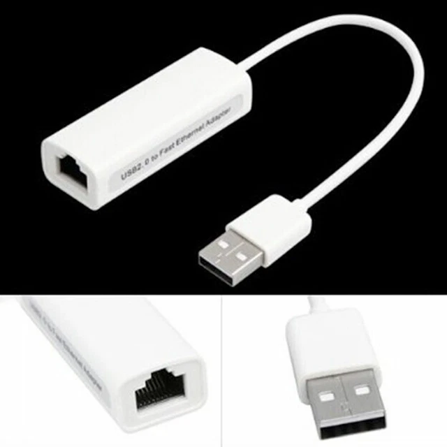 USB2.0 TO LAN Ethernet RJ45 External Network Adapter Cable Card Laptop ...