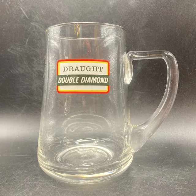 VINTAGE DRAUGHT DOUBLE Diamond half pint clear beer glass/tankard £19. ...