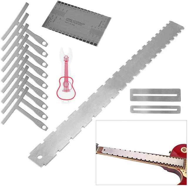 GUITAR NECK NOTCHED Straight Edge Luthiers Tool & String Action Gauge ...