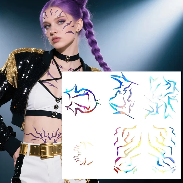KPOP DEMON HUNTERS Rumi Patterns Holographic Tattoo Full Set Temporary ...