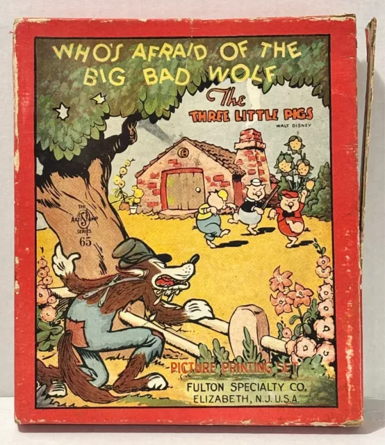 1933 BIG BAD WOLF / THREE LITTLE PIGS PICTURE PRINTING SET Walt Disney ...