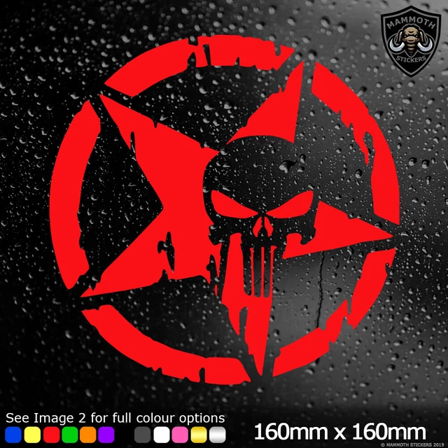 PUNISHER LOGO STICKER Decal Car Van Bike Window Bumper Vinyl Red Window ...