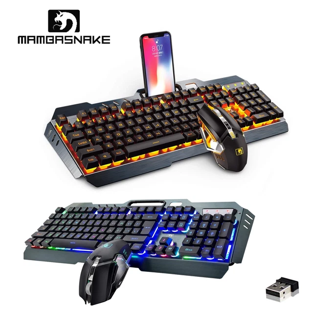 WIRELESS GAMING KEYBOARD and Mouse RGB LED Backlit Rechargeable ...