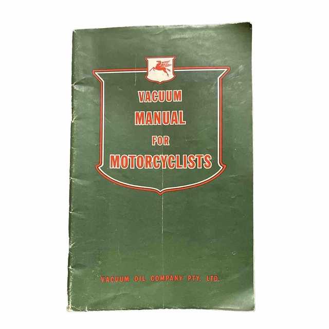 MANIAL FOR MOTORCYCLISTS Vacuum Oil Co. VINTAGE 1940s AUSTRALIAN ...