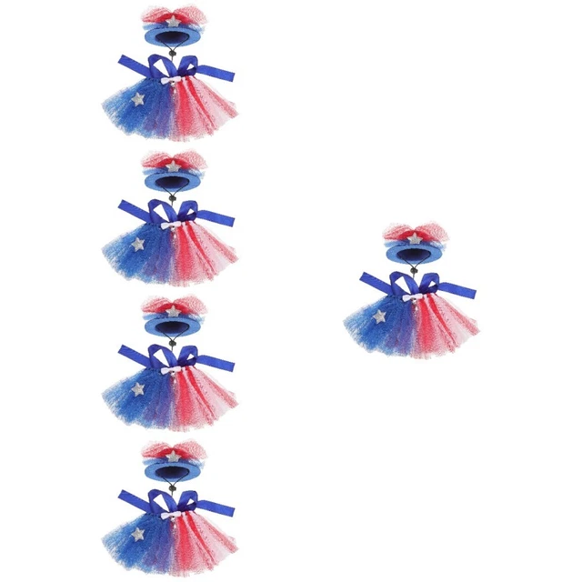 5 SETS OF Puppy Independence Day Cap Dress Set Pet Adjustable Pet Mesh ...