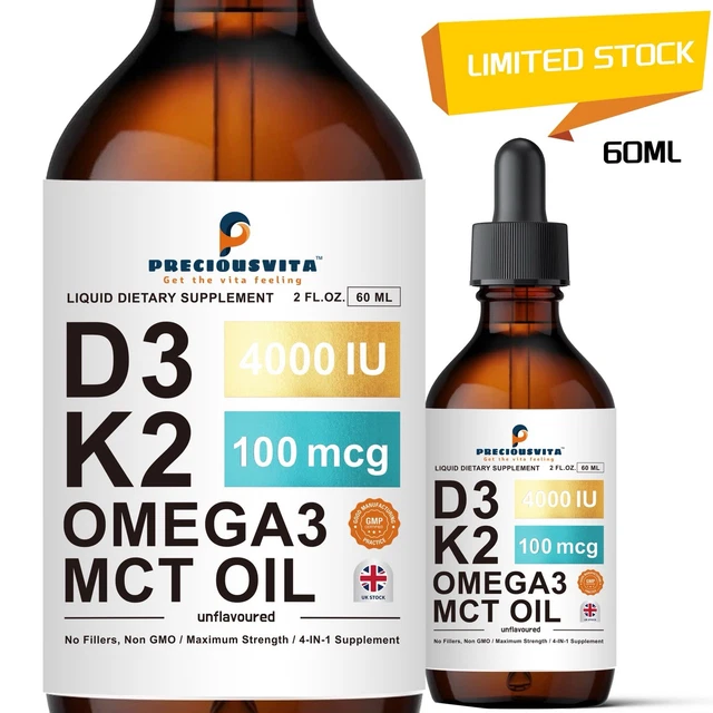 VITAMIN D3K2 LIQUID Drops,Vitamin D3 4000iu & Vitamin K2 100MCG ...