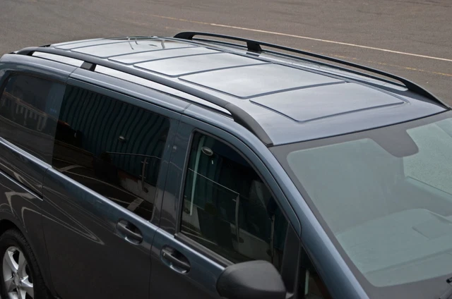 BLACK ROOF RACK Bars Side Rails To Fit Extra Long L3 Mercedes Vito W447 ...