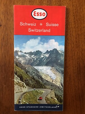 CIRCA 1960 ESSO Oil Company road map of Schweiz \ Suisse \ Switzerland ...