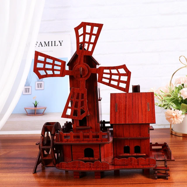 WOODEN PUZZLE ADULTS Assembly Model House Model Toy Wooden Building ...