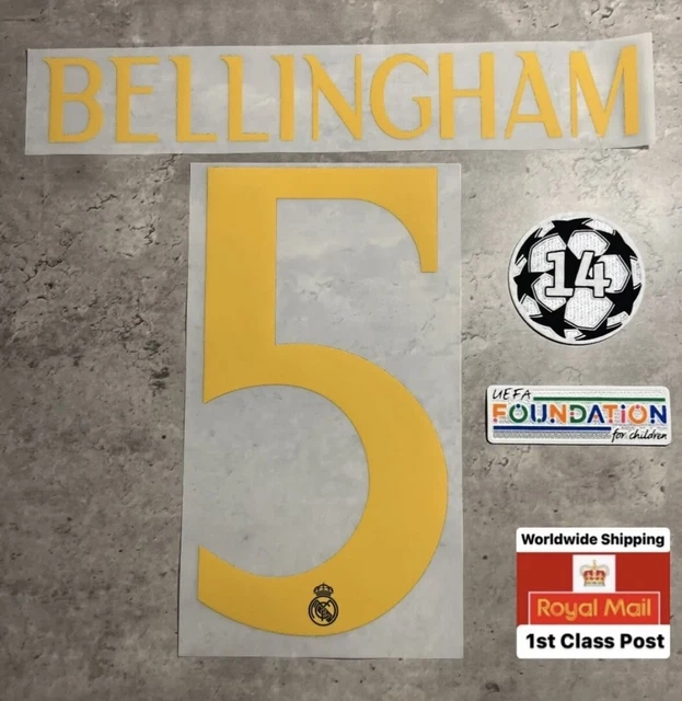 BELLINGHAM #5 REAL Madrid 23/24 Away football Nameset Arm Patch for ...