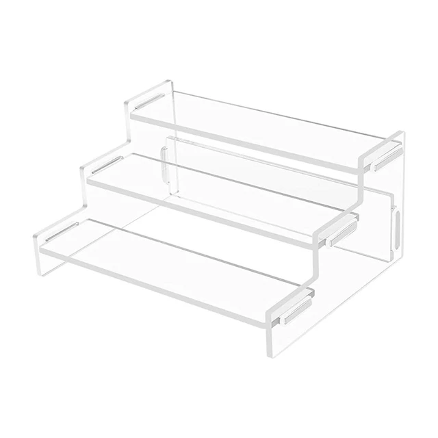 3-TIER CLEAR ACRYLIC Rack Perfume Makeup Ladder Display Stand Risers ...