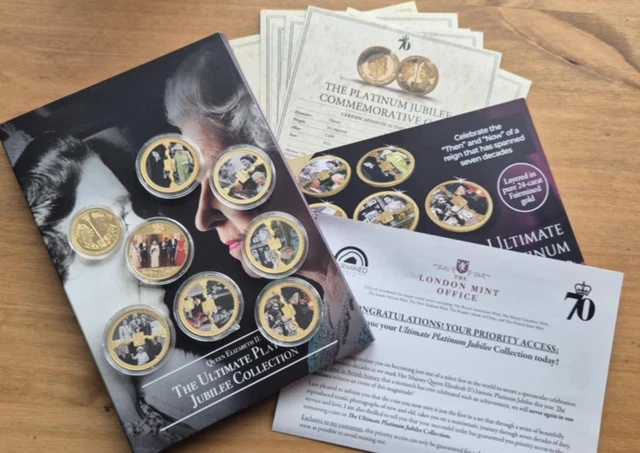 QUEEN ELIZABETH II Platinum Jubilee 8-Coin Set 2022 London Mint Office ...