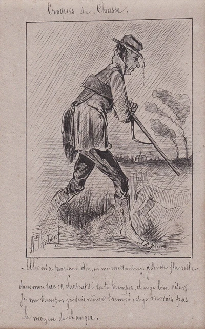 CACCIA DA CACCIATORE Hunter Caricature Dessin Disegno Drawing A.Thubeuf ...