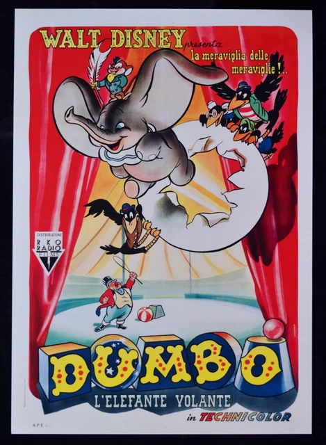 AFFICHE DUMBO WALT Disney Cartoon Animation Cirque Éléphant Circus ...