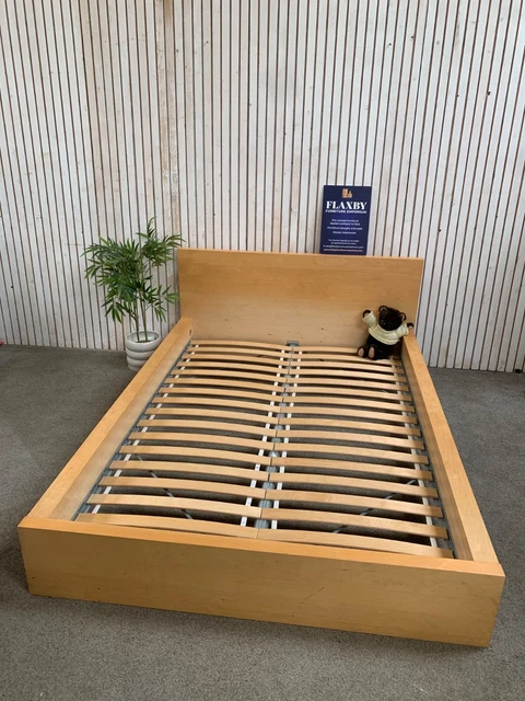 IKEA KING SIZE Wooden Bed Frame Beech Effect Sprung Slatted Base £80.00 ...